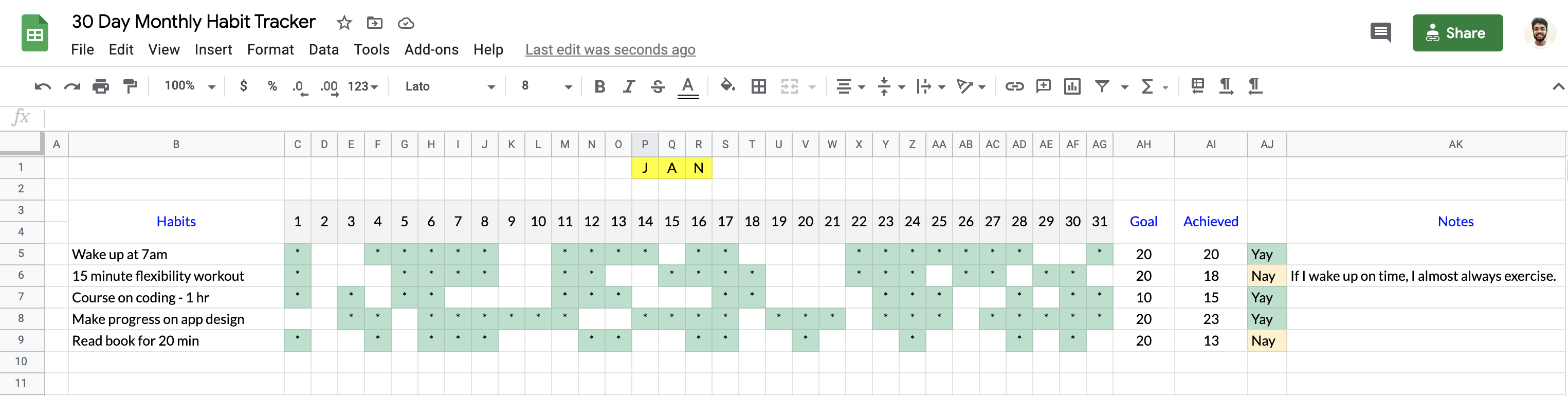 Monthly Habit Tracker Template For 2022 Free Printable